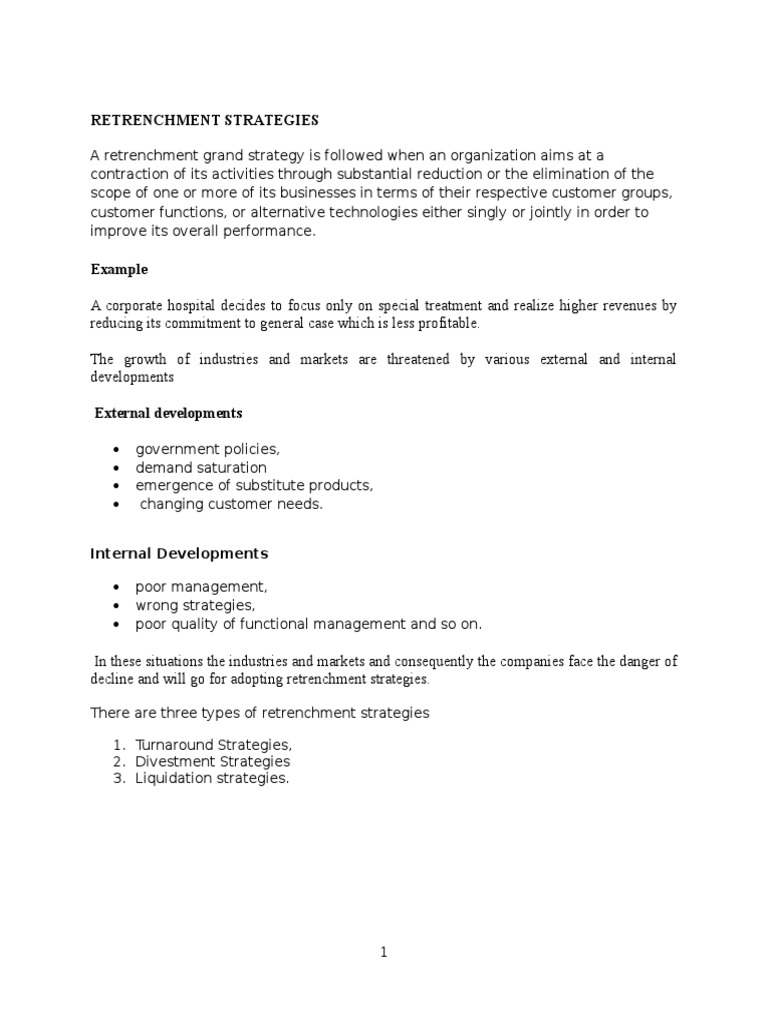 Retrenchment Strategies | PDF | Market (Economics) | Business Retrenchment Strategies | PDF | Market (Economics) | Business