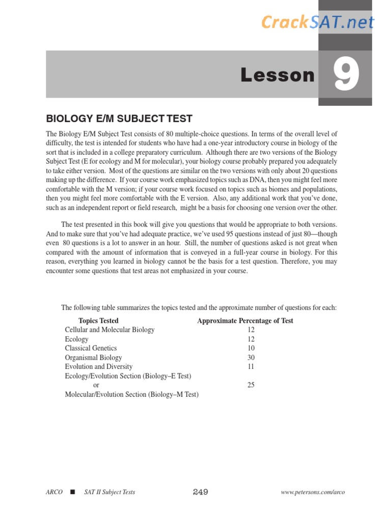 SAT Biology E/M Practice Test Guide | PDF | Nucleic Acid Thermodynamics ...