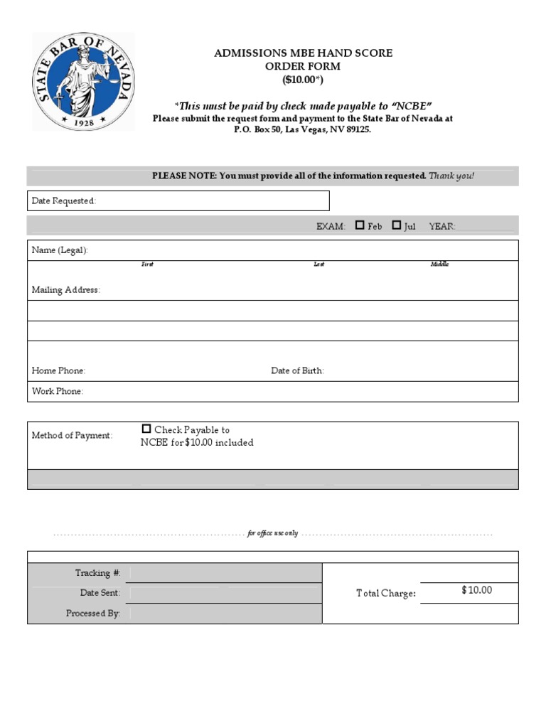 MBE Hand Score Request Form | PDF