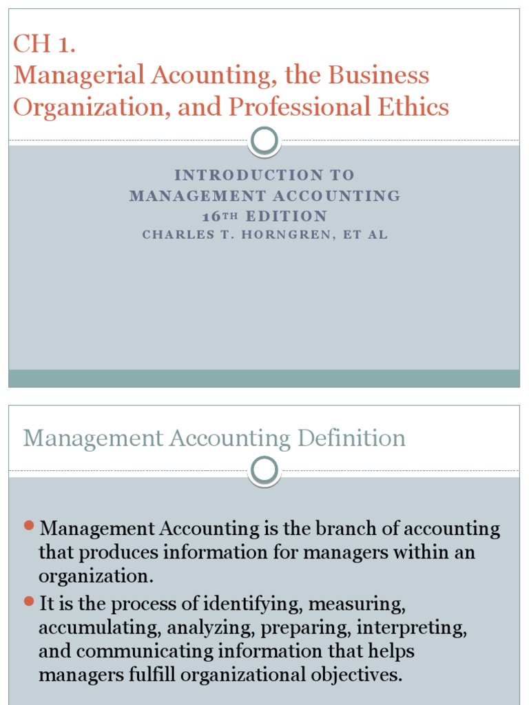 Horngren ch1 | PDF | Accounting | Management Accounting