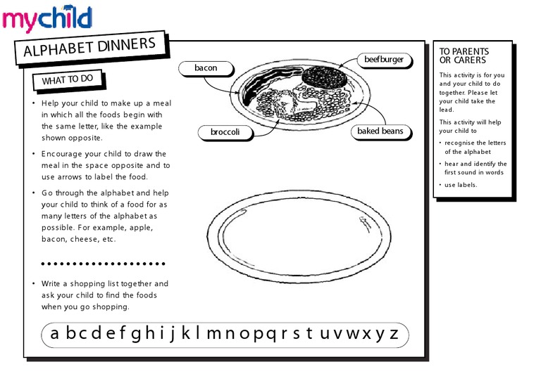 Alphabet Dinners | PDF
