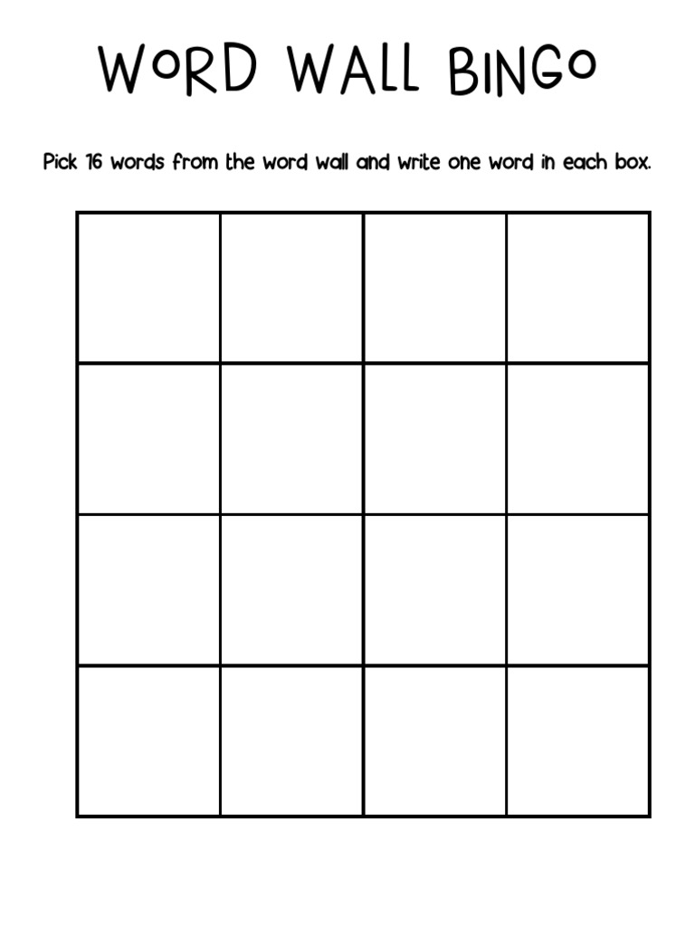 Word Wall Bingo Game Template | PDF