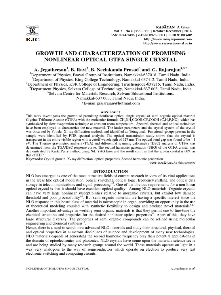 Rasayan Journal of Chemistry 6 AJ | PDF | Differential Scanning ...