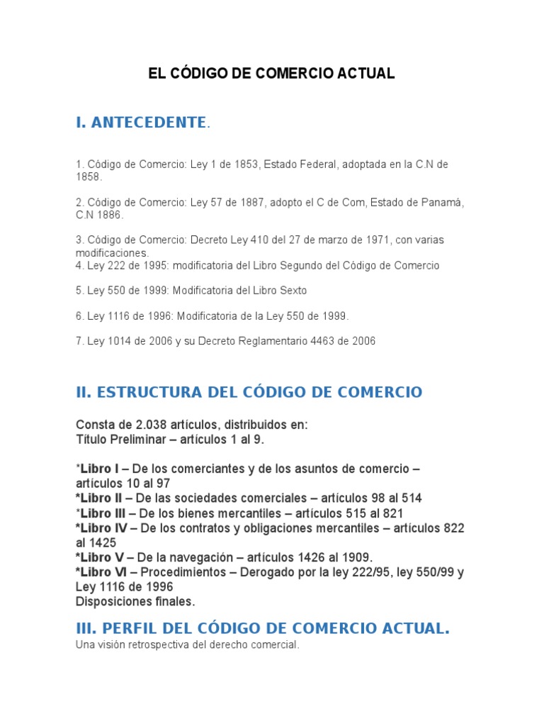Estructura Del Código de Comercio Actual | PDF | Liquidación | Compañía de responsabilidad limitada