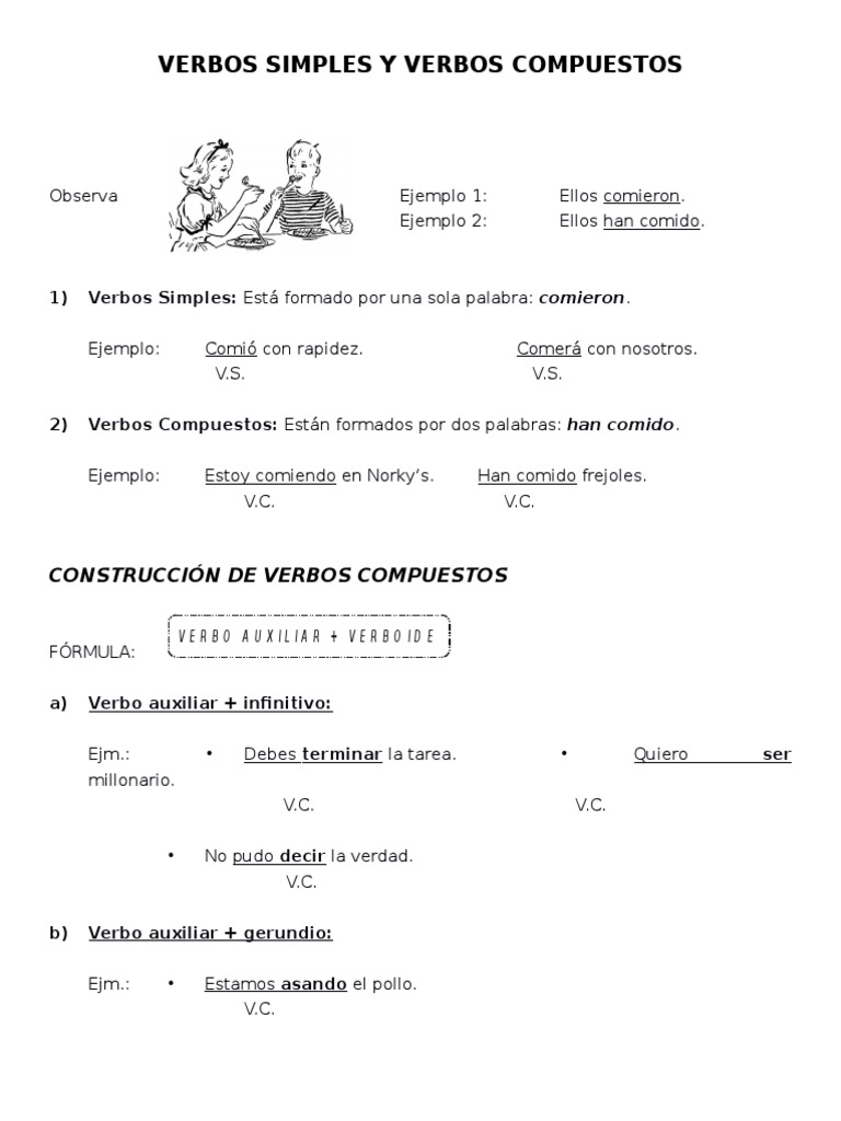 Verbos Simples y Compuestos | PDF | Verbo | Conjugación gramatical