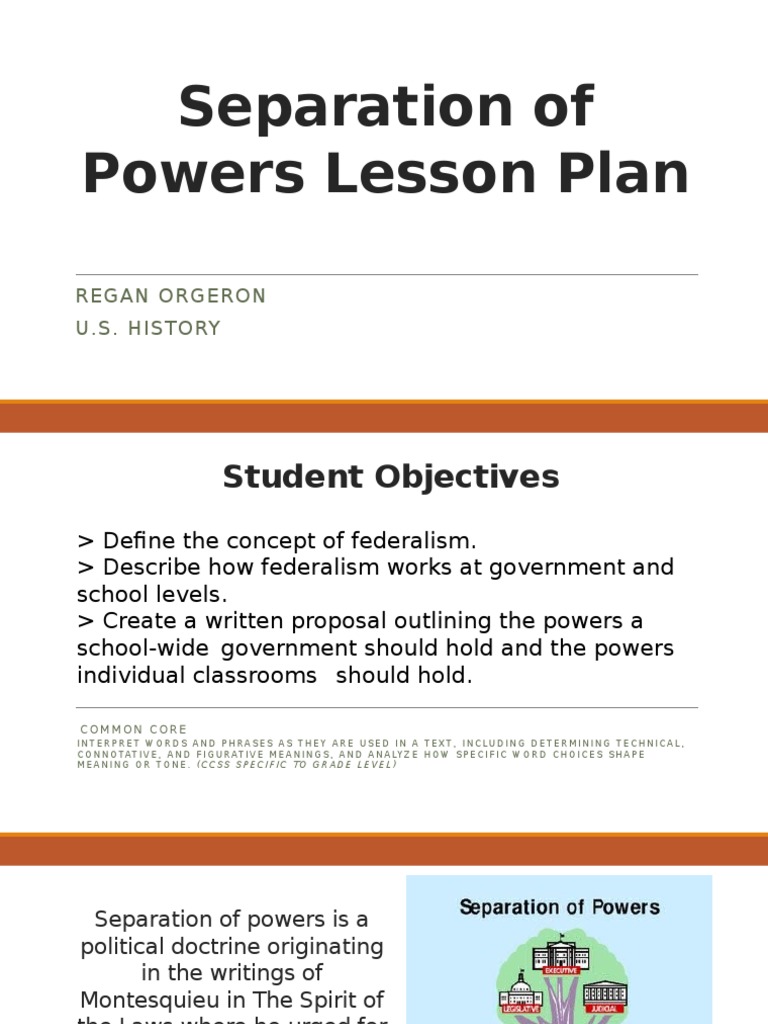 Separation of Powers Lesson Plan | PDF | United States Congress ...