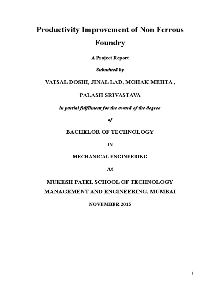 Casting Project Report | PDF | Casting (Metalworking) | Foundry