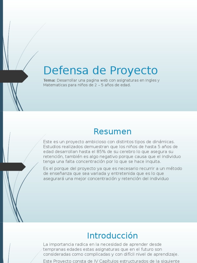 Defensa de Proyecto | Multimedia | Aprendizaje