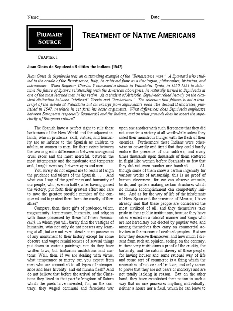 Treatment of Native Americans: Debates | PDF | Barbarian | Spain