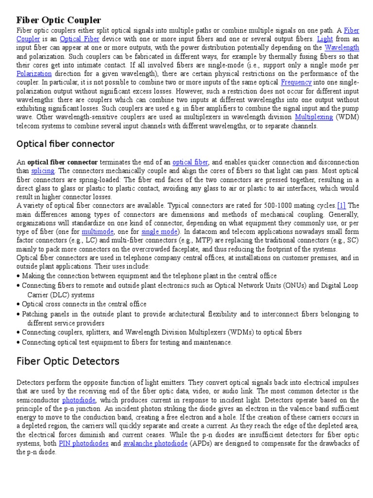 Fiber Optic Coupler | PDF | Optical Fiber | Computer Network