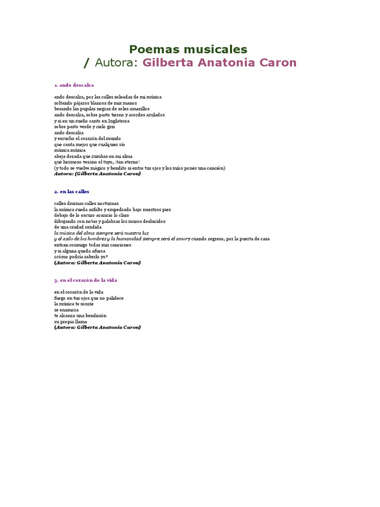 Poemas Musicales | PDF
