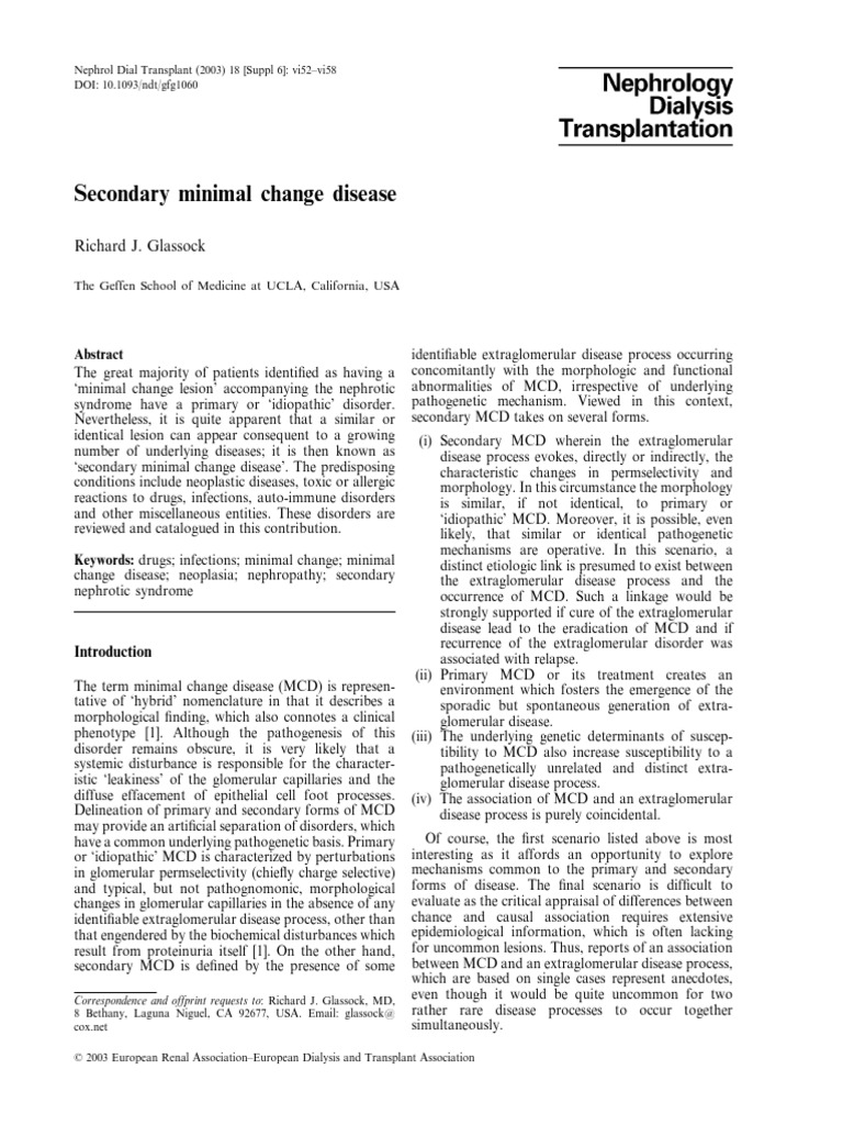 Minimal Change Disease | PDF | Kidney Disease | Lymphoma