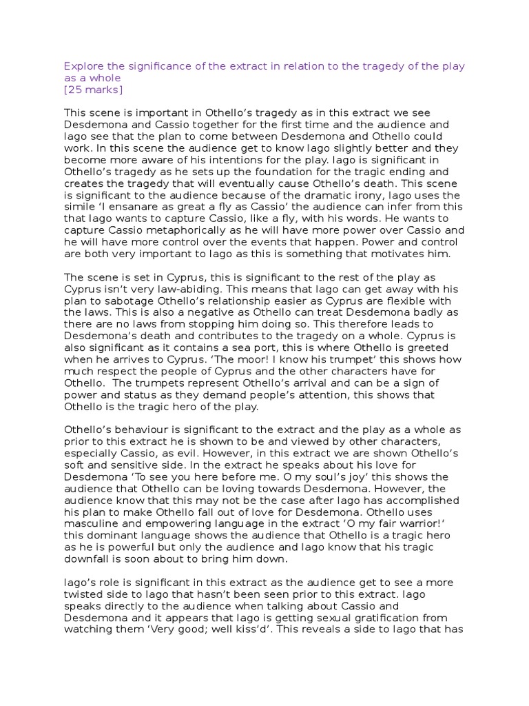 Explore The Significance of The Extract in Relation To The Tragedy of ...