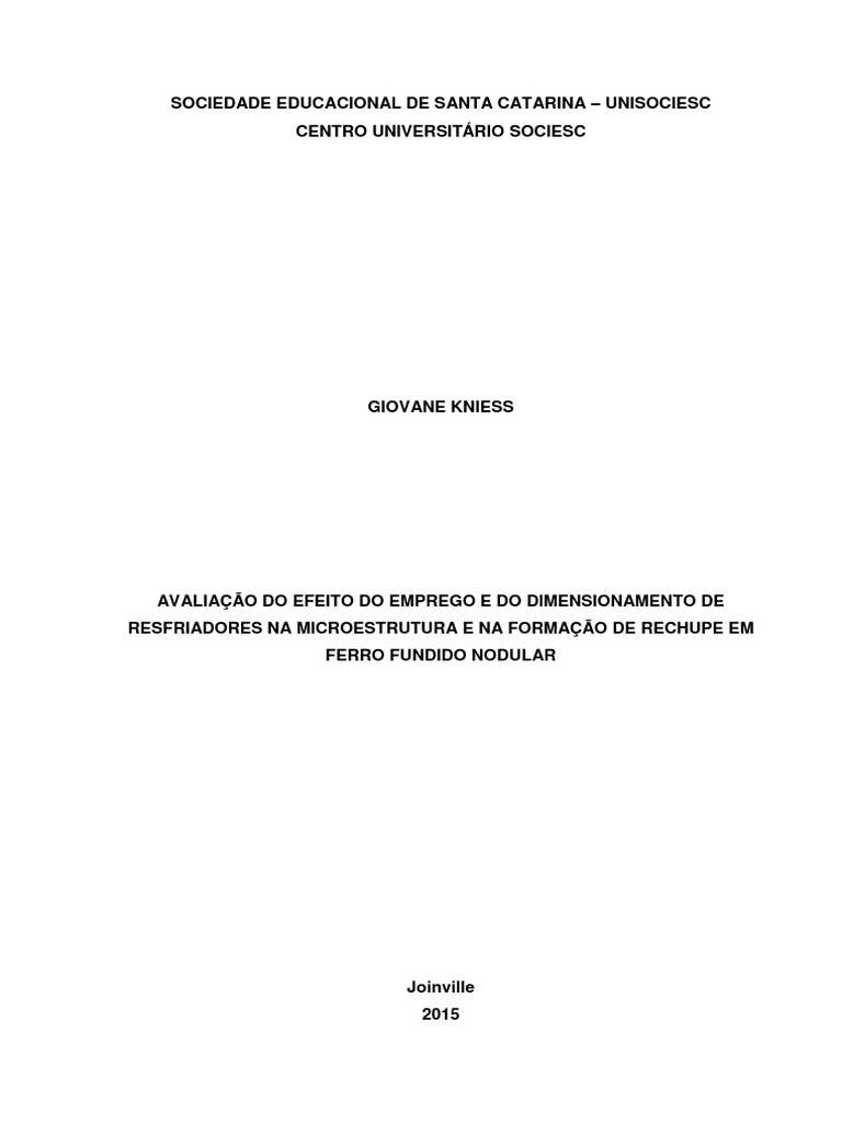 Efeito de Resfriadores em Rechupe | PDF | Ferro fundido | Congelamento