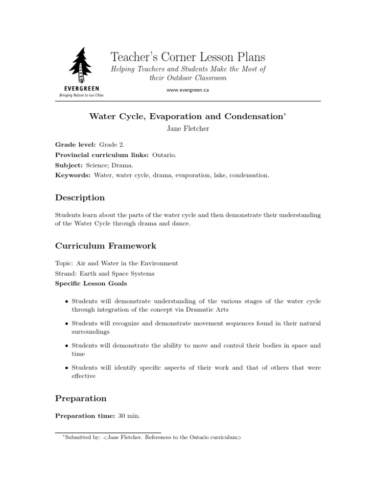 Grade 2 Water Cycle Lesson Plan | PDF | Teachers | Water Cycle
