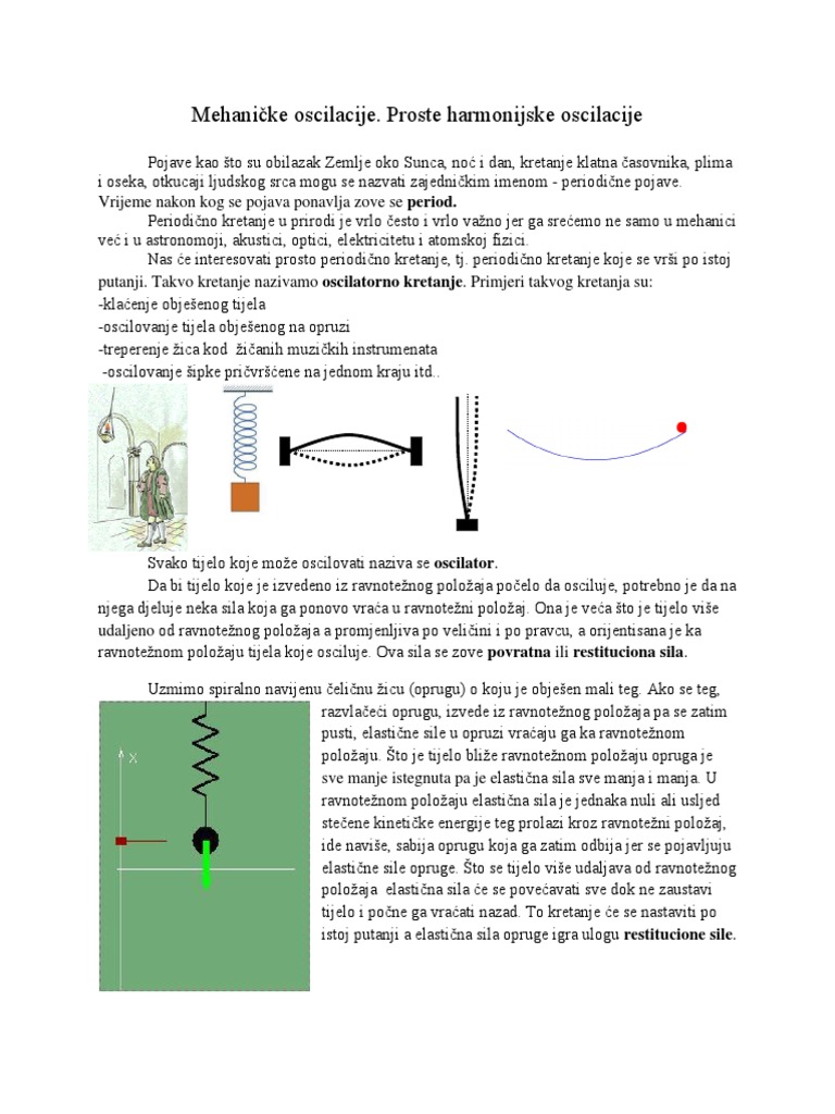 0001 Mehanike Oscilacije. Proste Harmonijske Oscilacije | PDF