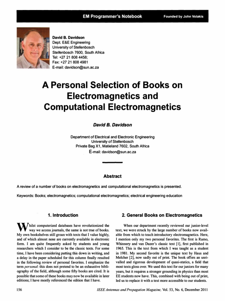 A Personal Selectio N of Books On E Lectromag Netics and Com Putational E Lectromag Netics | PDF ...