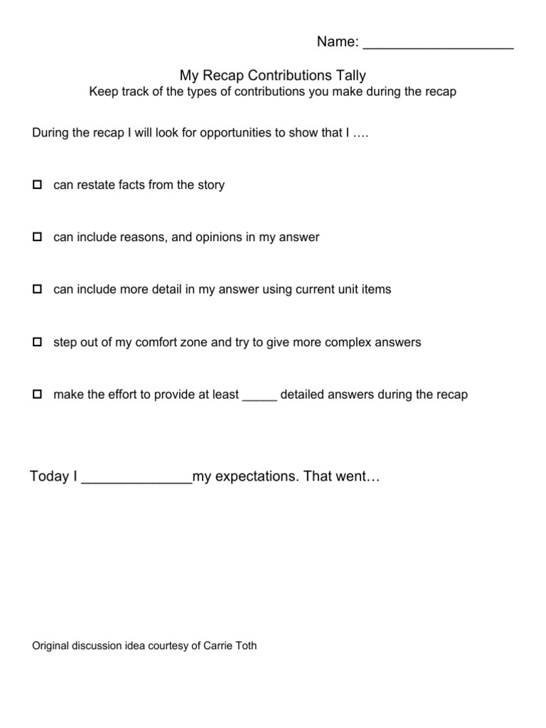 Recap Contributions Tracking Sheet | PDF