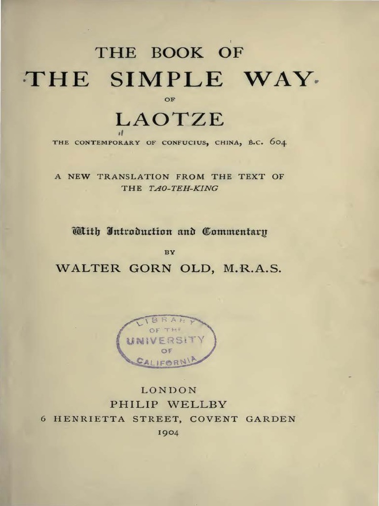 The Book of The Simple Way | PDF | Tao | Laozi