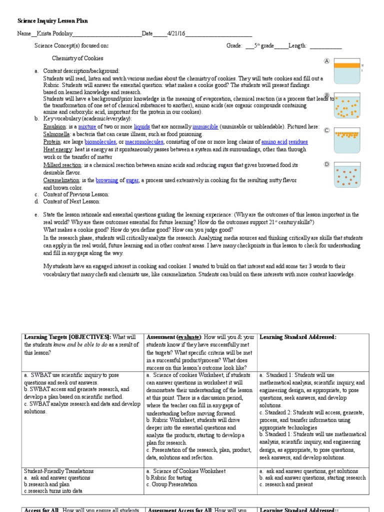 Science Inquiry Lesson Plan: Chemical Substances | PDF | Taste ...