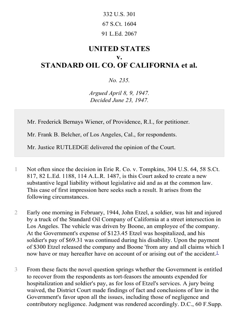United States v. Standard Oil Co. of California, 332 U.S. 301 (1947 ...