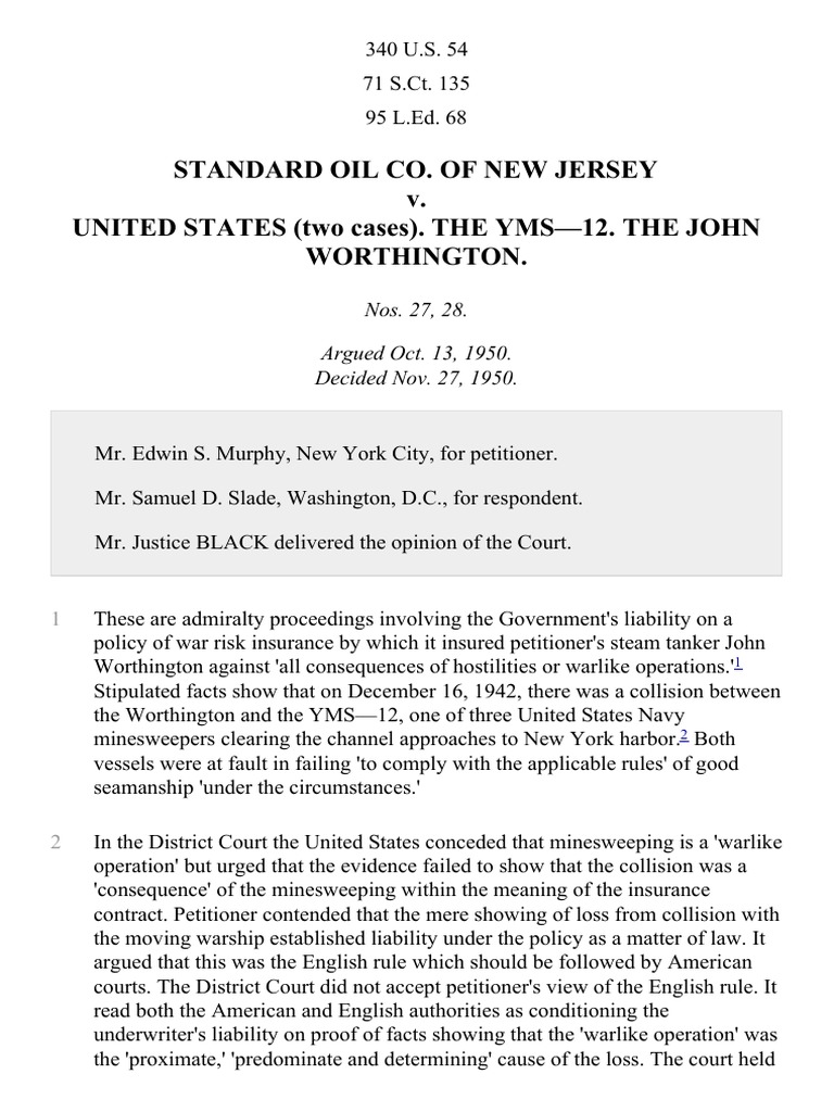 Standard Oil Co. of NJ v. United States, 340 U.S. 54 (1950) | PDF ...