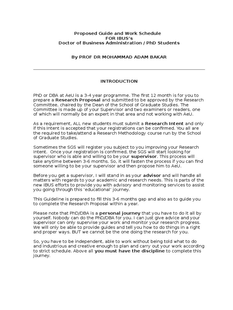 Proposed Guideline and Work Schedule For PHD Study For IBUS Students ...