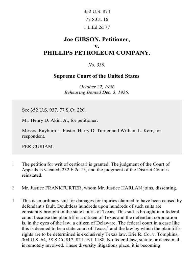 Supreme Court Ruling: Gibson v. Phillips | PDF | United States Courts ...