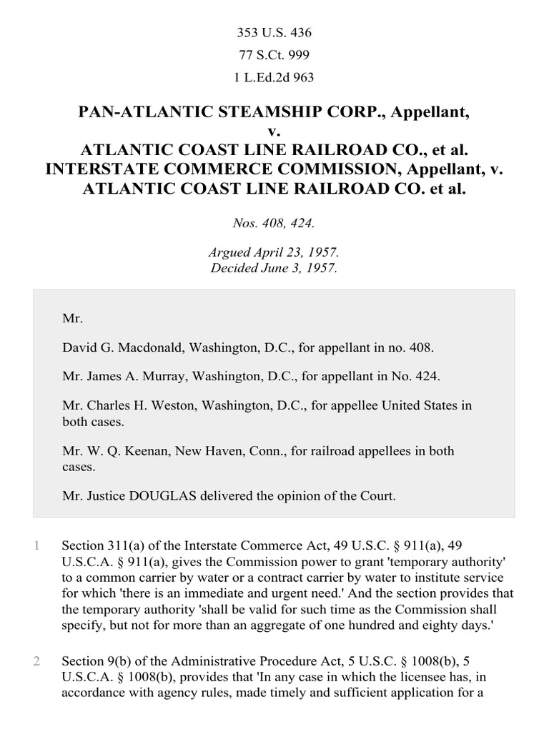 Pan-Atlantic SS Corp. v. Atlantic Coast Line R. Co., 353 U.S. 436 (1957 ...