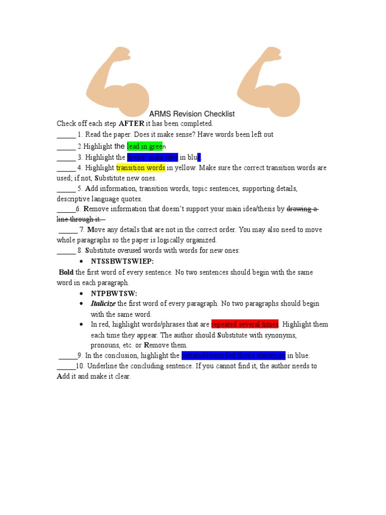 ARMS Revision Checklist Guide | PDF