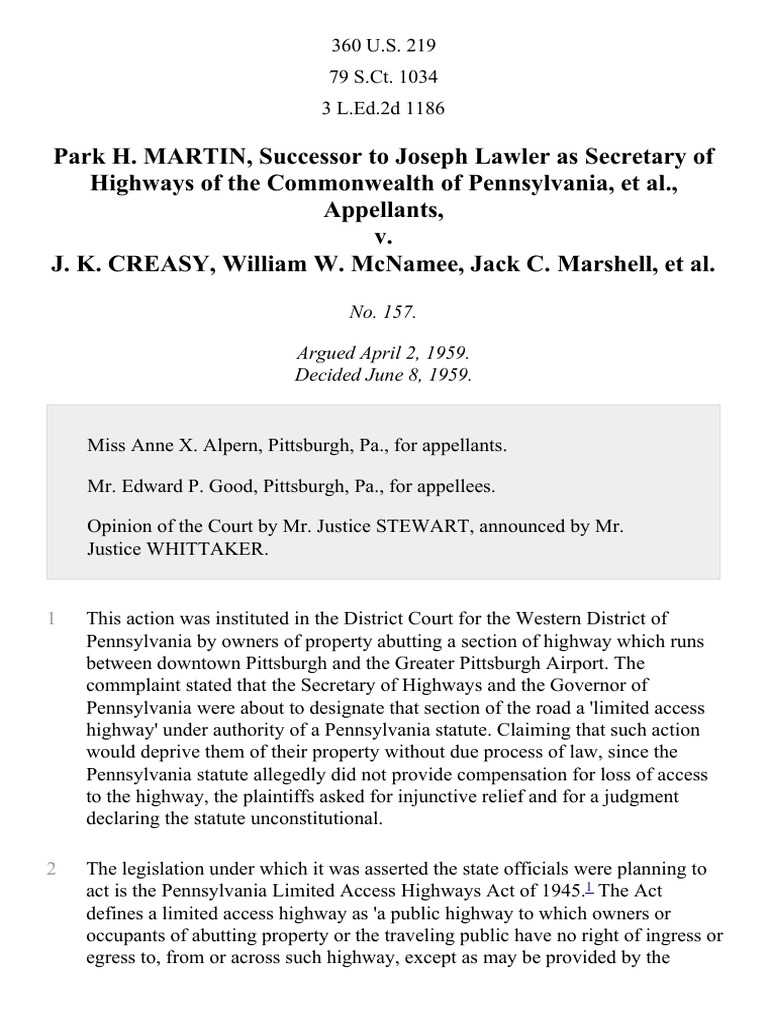 Martin v. Creasy, 360 U.S. 219 (1959) | PDF | Abstention Doctrine ...