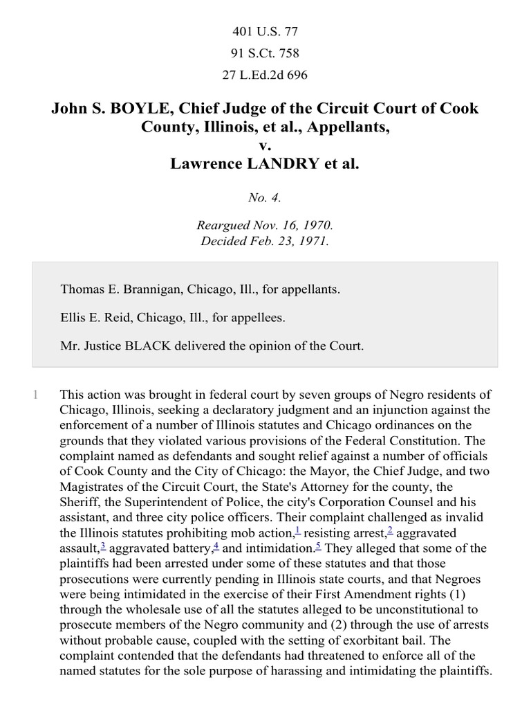 John S. BOYLE, Chief Judge of The Circuit Court of Cook County ...