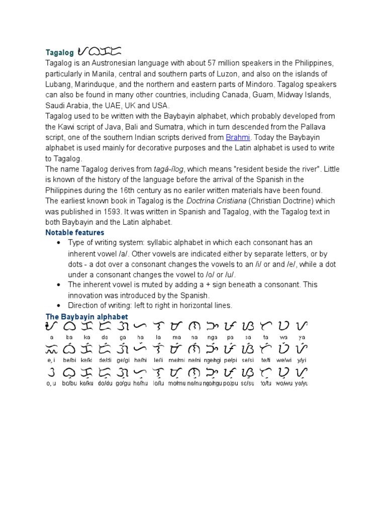 Tagalog Language and Script History | PDF