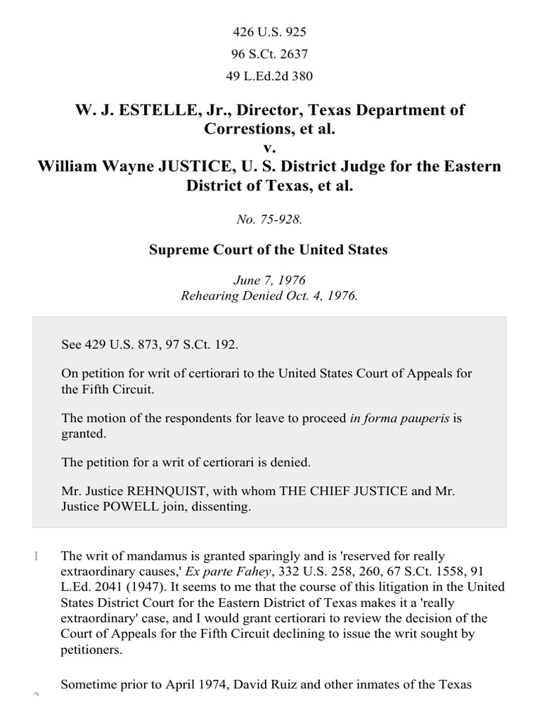W. J. Estelle, JR., Director, Texas Department of Correstions v ...