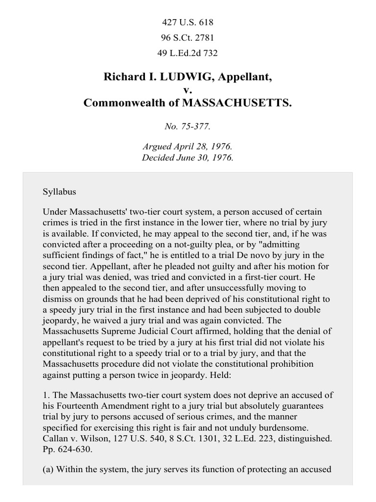 Richard I. LUDWIG, Appellant, v. Commonwealth of MASSACHUSETTS | PDF ...