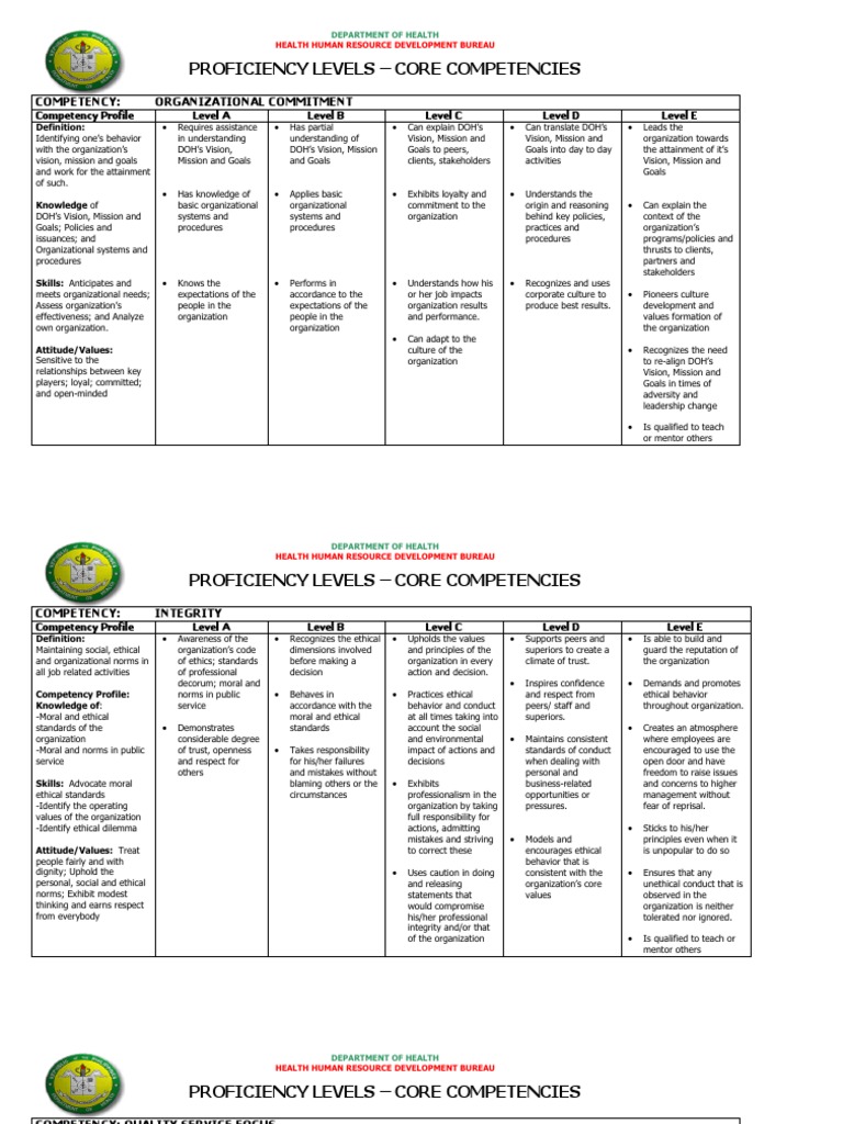 DOH Core Competency Levels | Competence (Human Resources) | Communication