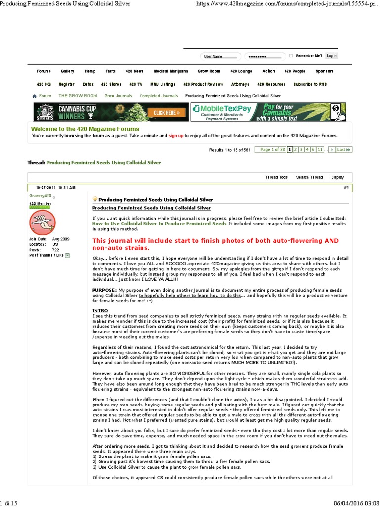 Producing Feminized Seeds Using Colloidal Silver | PDF | Flowers ...