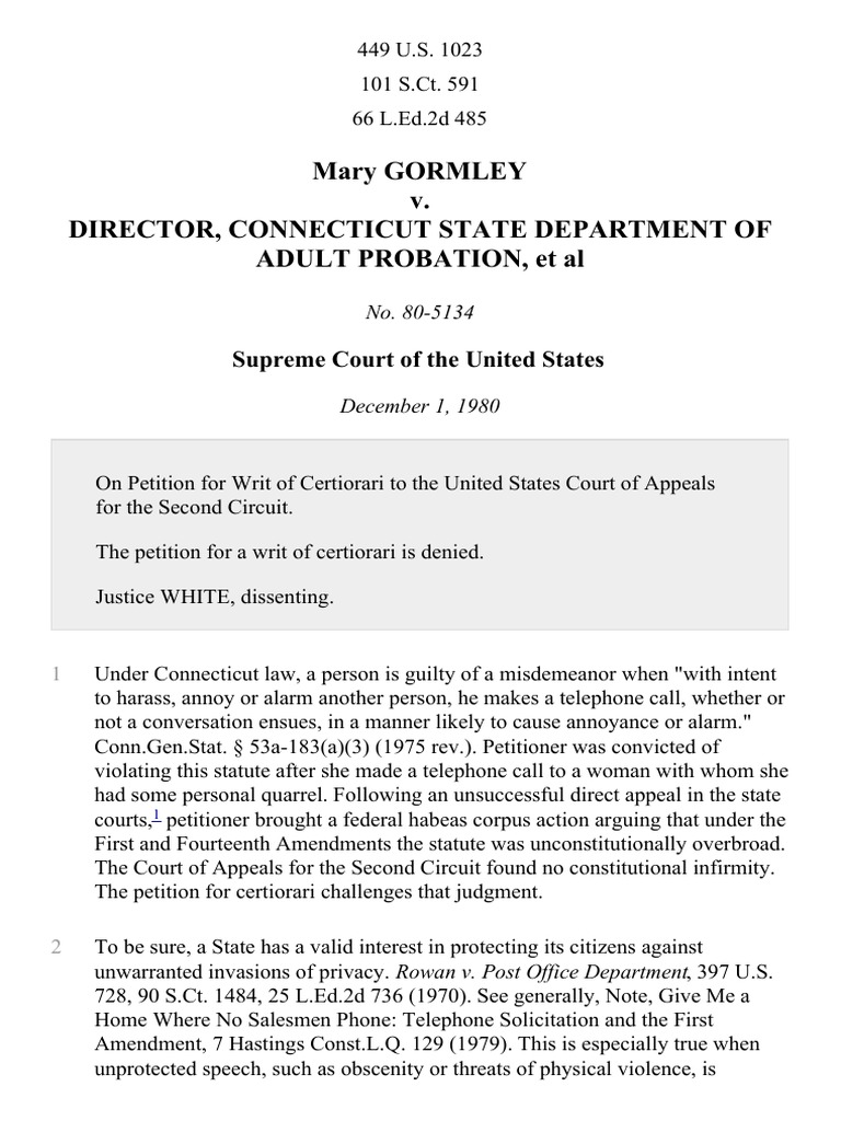 Mary Gormley v. Director, Connecticut State Department of Adult ...