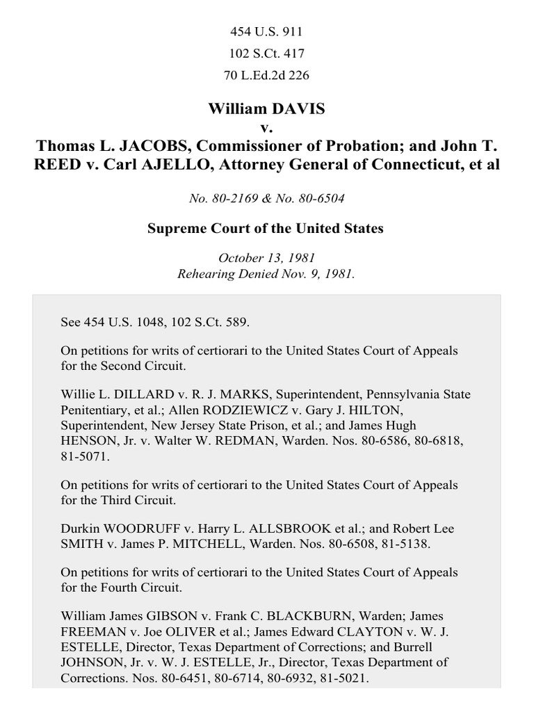William Davis v. Thomas L. Jacobs, Commissioner of Probation and John T ...