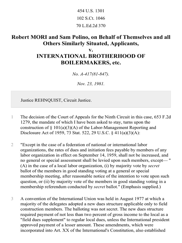 Robert MORI and Sam Polino, On Behalf of Themselves and All Others ...