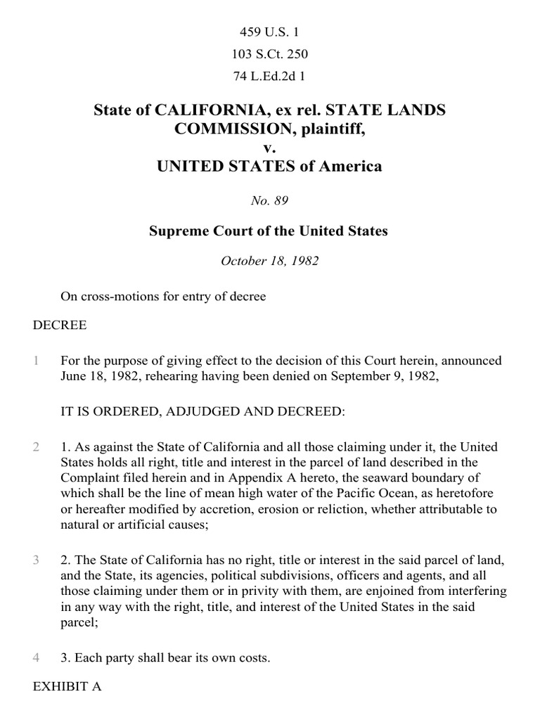 State of California, Ex Rel. State Lands Commission v. United States ...