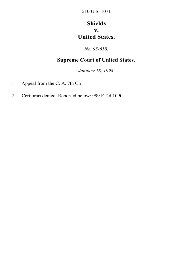 Shields v. United States Case Summary | PDF | Law