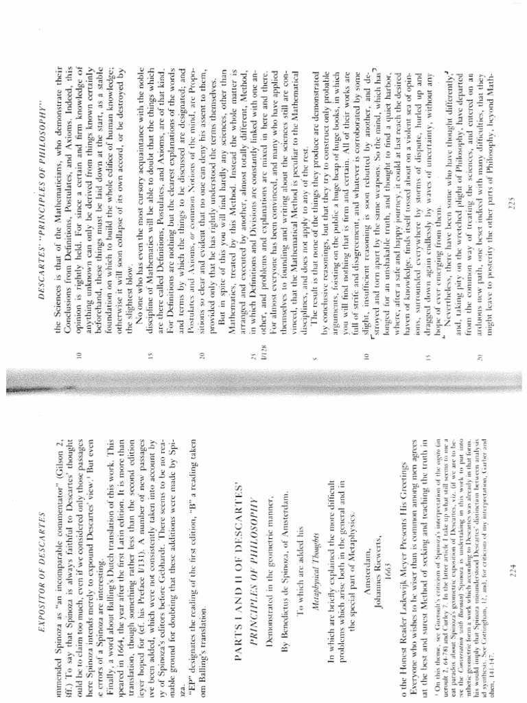 Spinoza - Descartes' Principles of Philosophy PDF | PDF