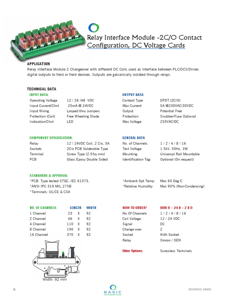 Relay Interface Cards Specs | PDF | Technology & Engineering