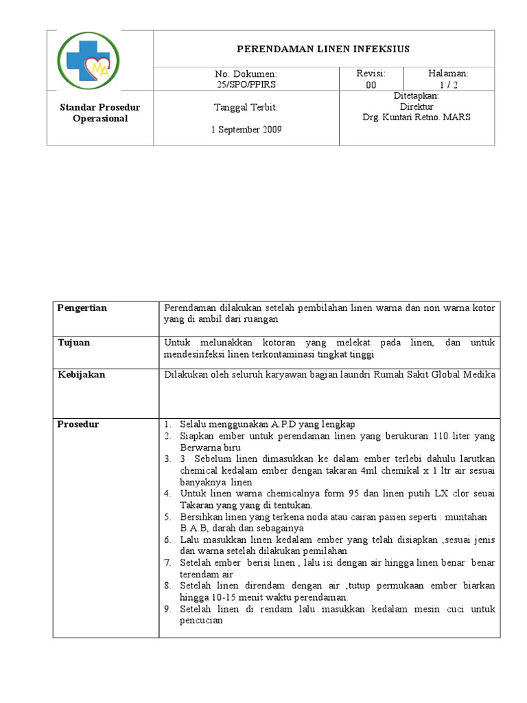 50 Spo Perendaman Linen Infeksius | PDF