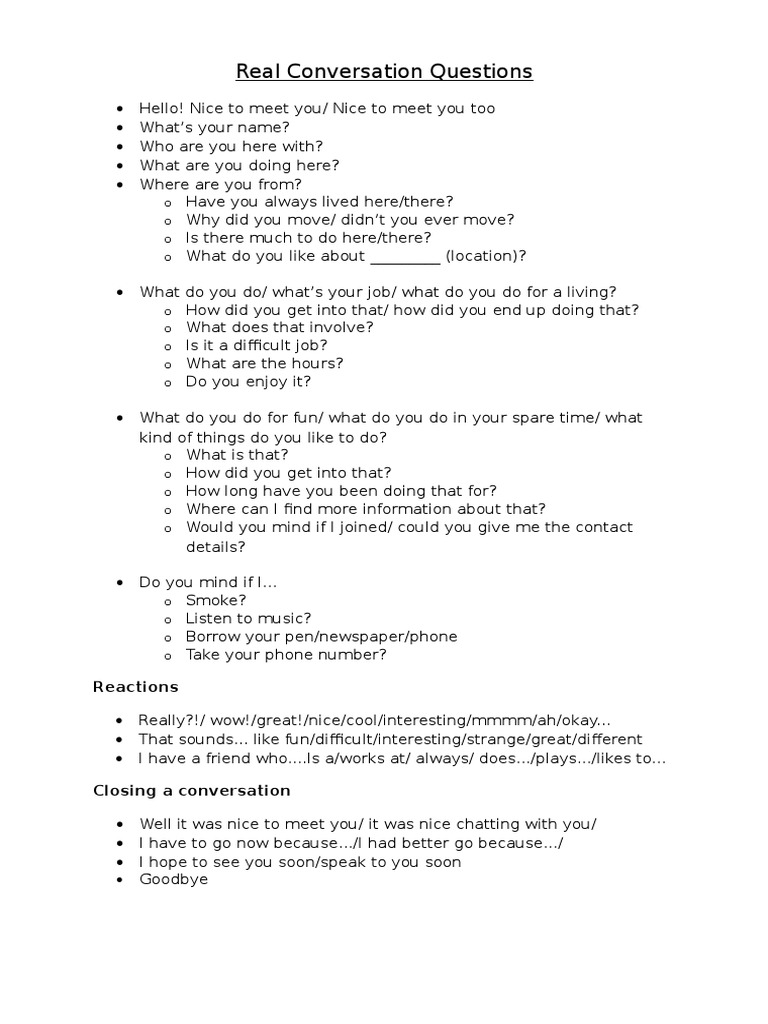 Real Conversation Questions | PDF