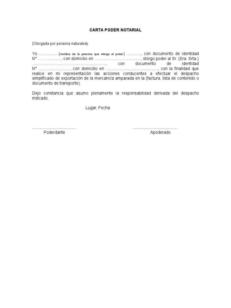 Poder Notarial Ejemplo | PDF