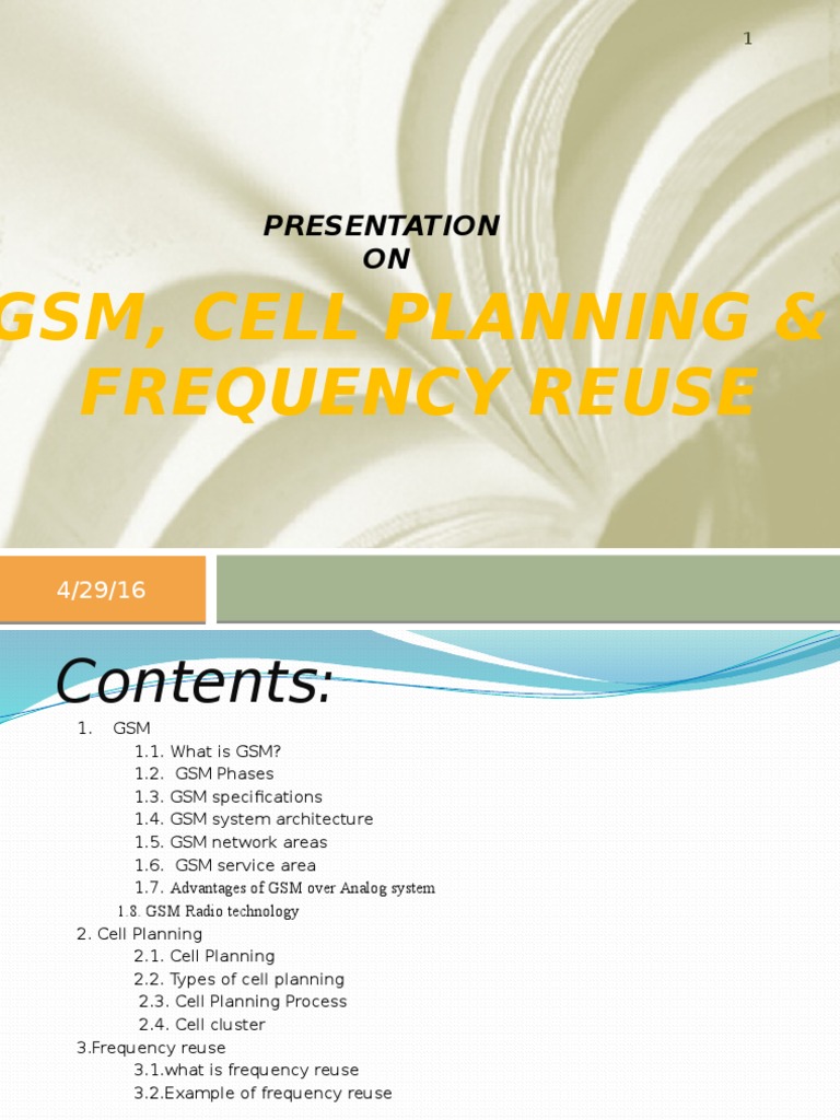 GSM, Cell Planning & Frequency Reuse: Presentation ON | PDF | Gsm ...