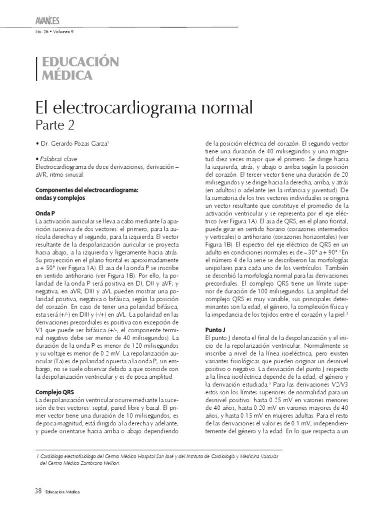 El Electrocardiograma Normal. Parte2 PDF | PDF | Electrocardiografia ...