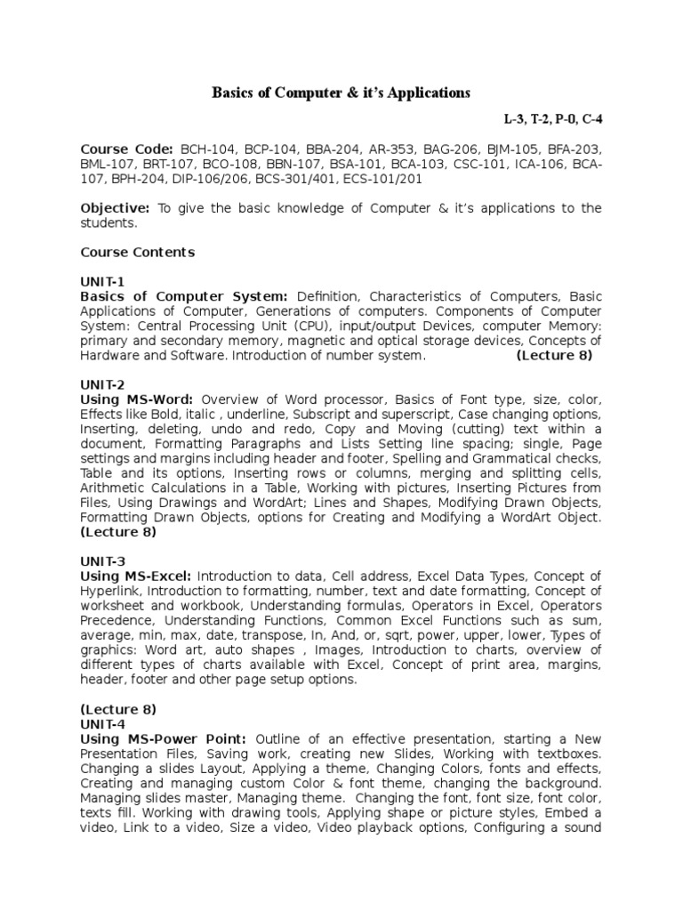 Computer Fundamental Syllabus | PDF | Email | Computer Data Storage